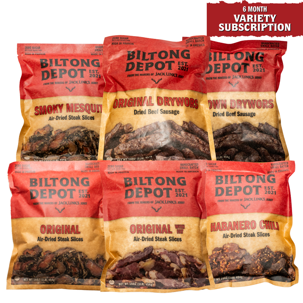 6-Month Biltong & Drywors Variety Subscription | 1 lb Monthly